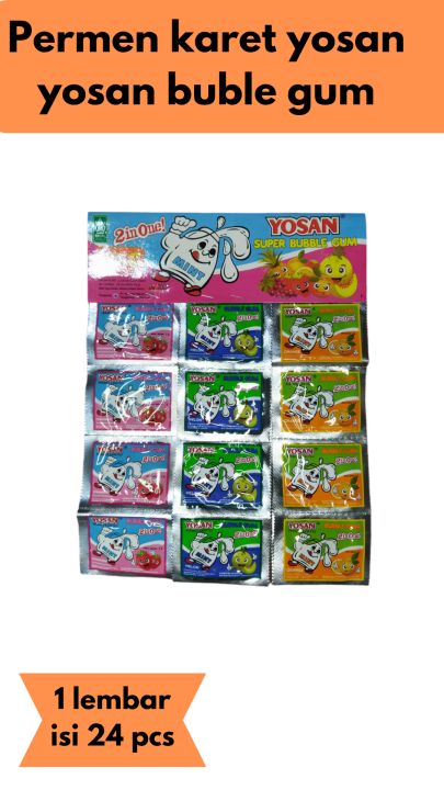 Yosan permen karet yosan super bubble gum 2in1 isi 24pcs | Lazada Indonesia