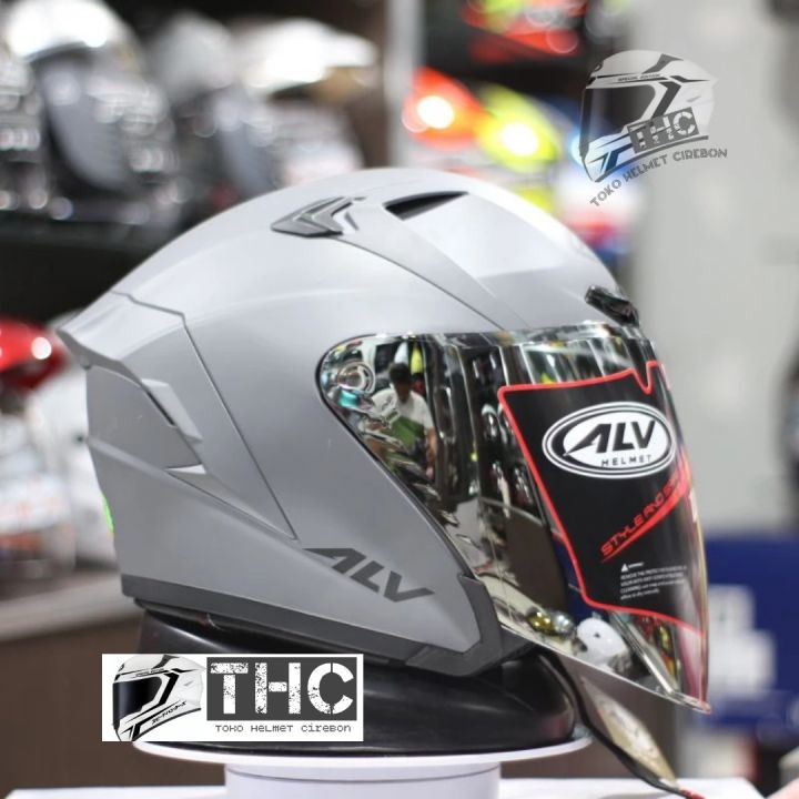 HELM ALV ULTRON SOLID WARNA GREY DOF HELM HALF FACE STANDAR SNI ...