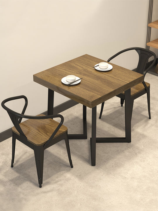 Industrial Style Restaurant Pub Iron Solid Wood Small Square Table ...