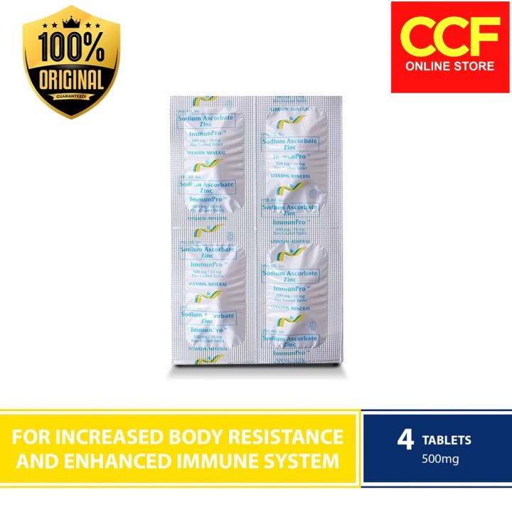 Immunpro Sodium Ascorbate with Zinc 4 Tablets | Lazada PH