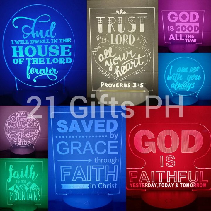 Bible Verses / Motivational Life Quotes Faith Religion Acrylic LED Lamp ...