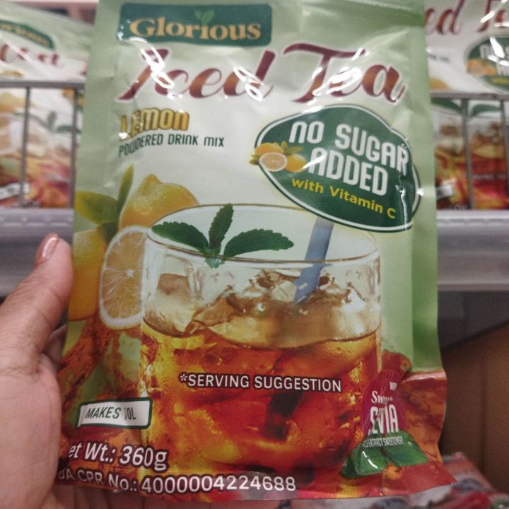 Glorious Iced Tea Lemon flavor, powdered drink mix with Stevia, No ...