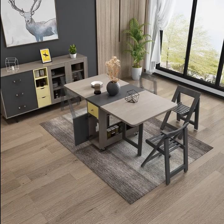 solid Wood Foldable Table / Movable Table / Computer Table / Dining ...