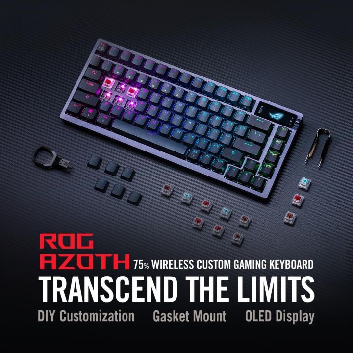 ASUS ROG AZOTH CUSTOM WIRELESS (BLACK) (ROG NX) ลอตใหม่ 06/2024 แป้น ...