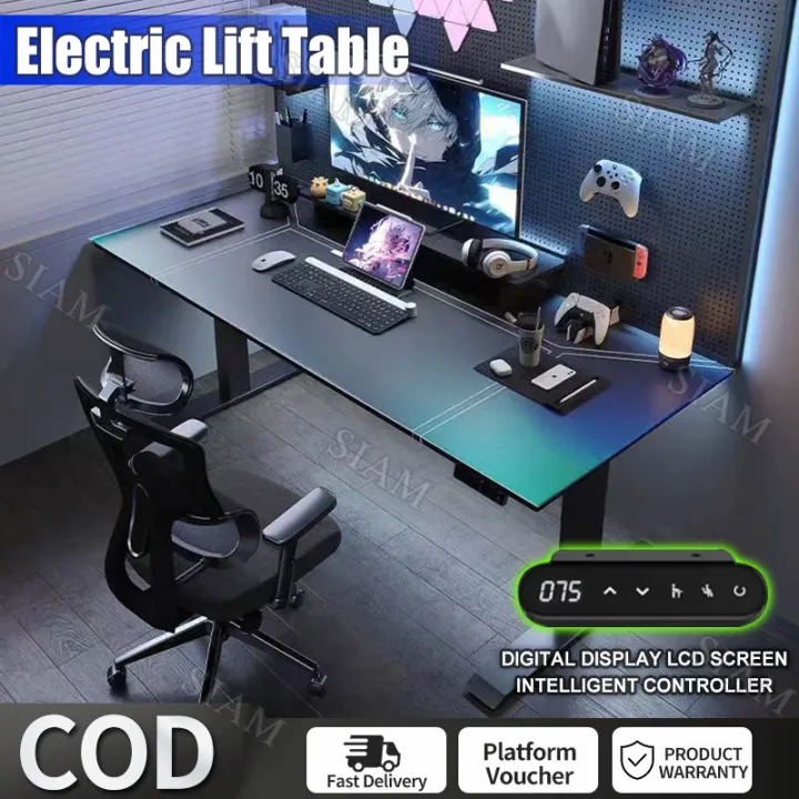 Electric Lift Table Computer Office Desk Study Gaming Table Adjustable ...