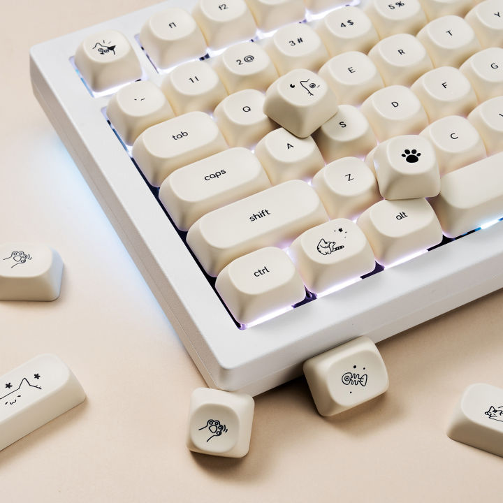 Minimalist Cute Cat Small Font Dog Keycaps PBT Heat Sublimation ...