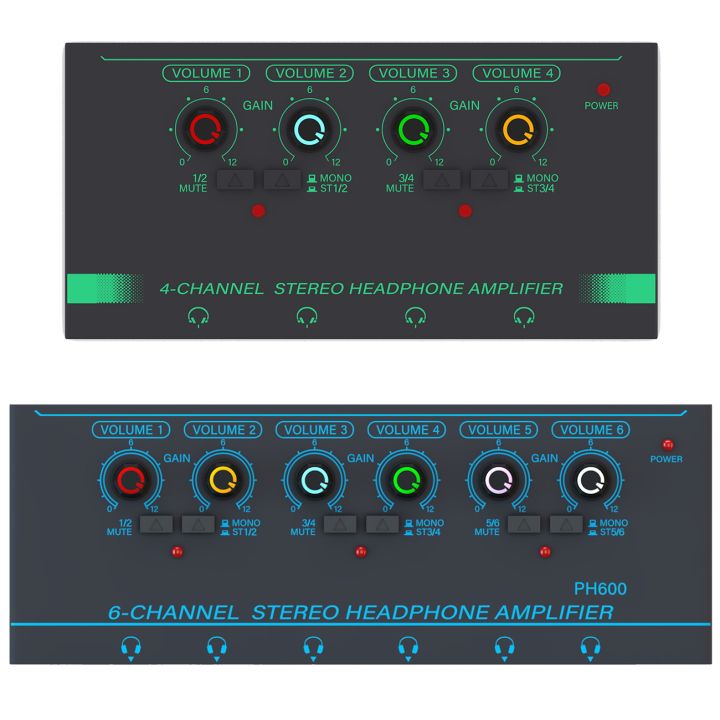4 6 Channels Stereo Headphone Amplifier Mini Portable Earphone Splitter ...