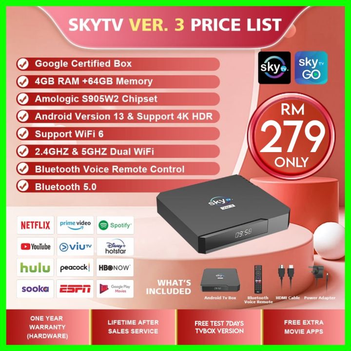 New Arrivals Skytv V3 Android Box 4K UHD 4GB RAM 64GB ROM Latest ...