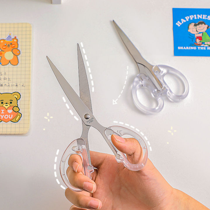 DIY Stainless Steel Scissors Transparent Craft Scissor Stationery ...