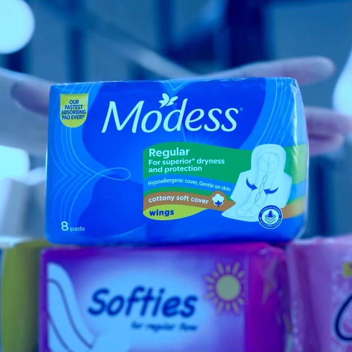 Modess Long Cottony Soft with Wings Sanitary Napkin 8s x2- Regular Flow ...