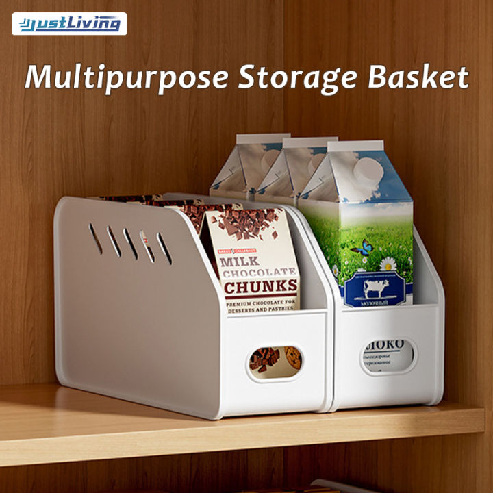 JustLiving Slim Plastic Storage Bins Sundries Organizer Box Pantry ...