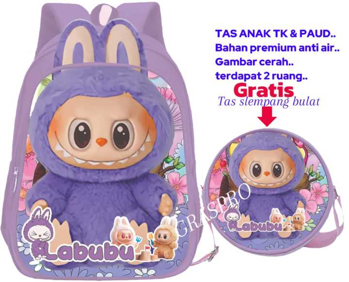 TAS LABUBU TAS VIRAL TAS ANAK SEKOLAH PAUD TK PEREMPUAN KARAKTER LABUBU TAS ANAK PEREMPUAN ...