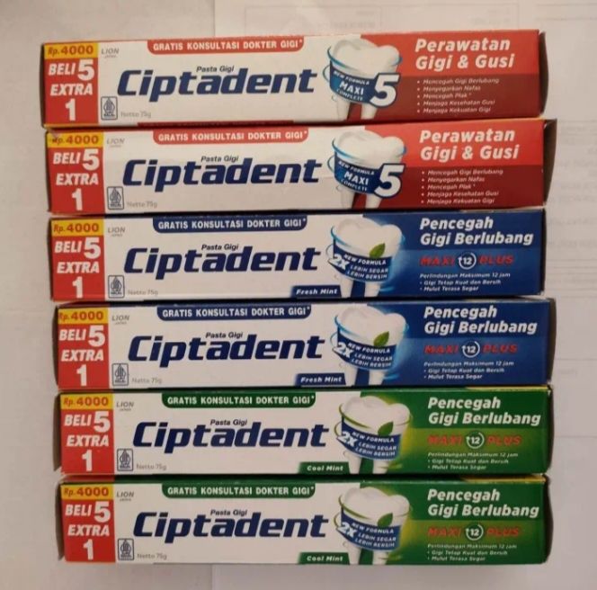 (BELI 5 GRATIS 1) PASTA GIGI CIPTADENT 75 GR | Lazada Indonesia