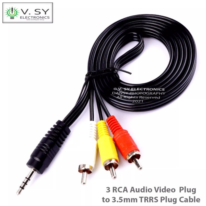1.5M 3 RCA Audio Video Plug to 3.5mm TRRS Plug Jack Cable Wire Adapter ...