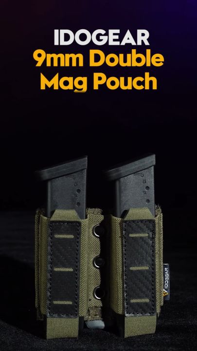 IDOGEAR Tactical Double Mag Pouch For 9mm Magazine MOLLE Open Top MOLLE ...