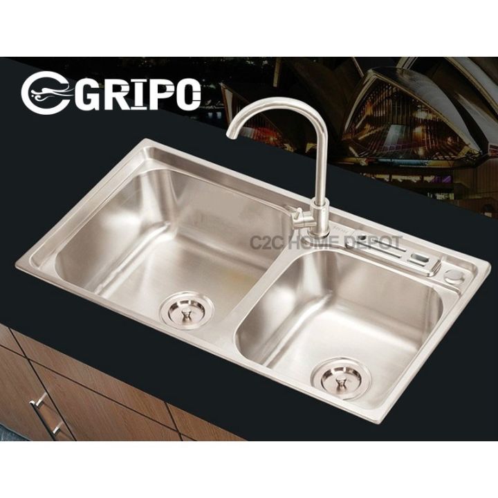 GRIPO SUS304 stainless Thick type kitchen sink 2 bowls | Lazada PH
