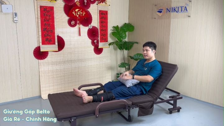 Giường ngủ gấp gọn tiện lợi Belto màu nâu, Có thể gấp đôi cất gọn, Rộng 80/90Cm, Chính Hãng ...