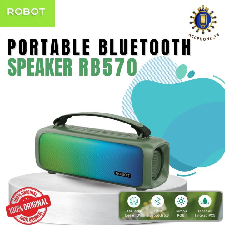 ROBOT RB570 portable bluetooth speaker RGB Lights waterproof | Lazada ...