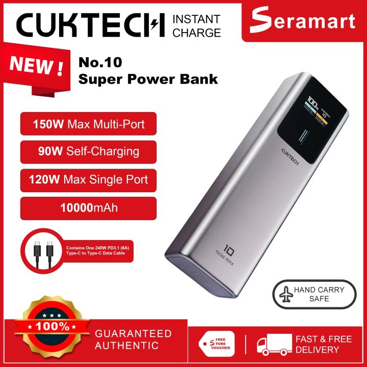 CUKTECH No.10 Powerbank 10000mAh PB100P 150watts MAX 2-Port Output Portable Charger For IPhone ...