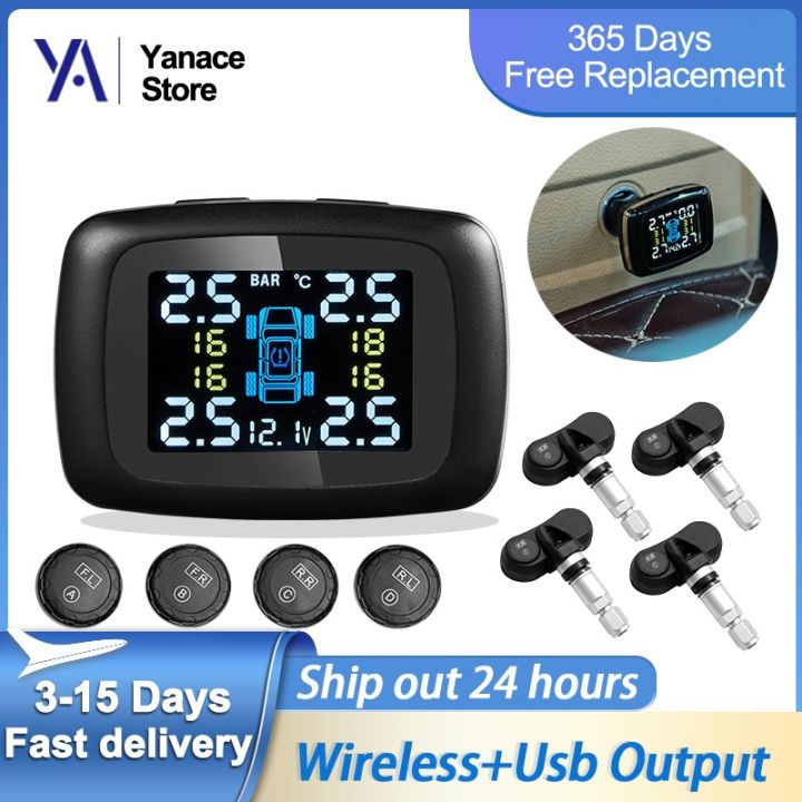 Smart Wireless Car Tpms Tire Pressure Monitor Alarm System 4 wheel Type ...