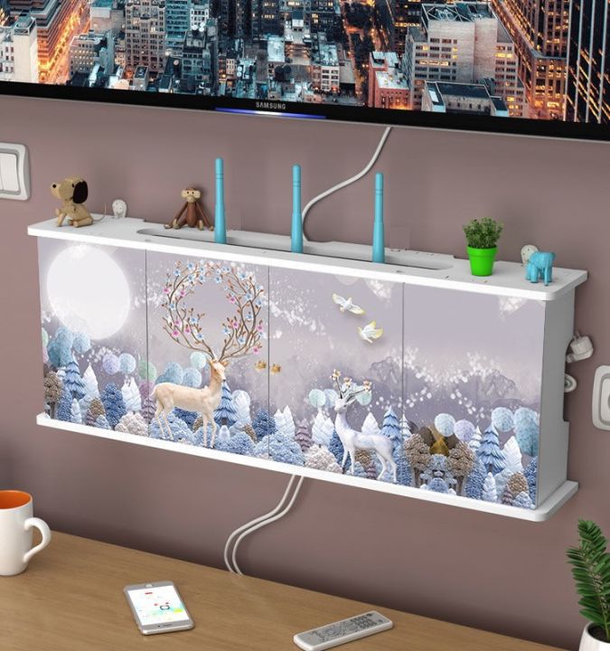Punch-Free Wireless Router Storage Box WiFi Storage Rack Living Room ...