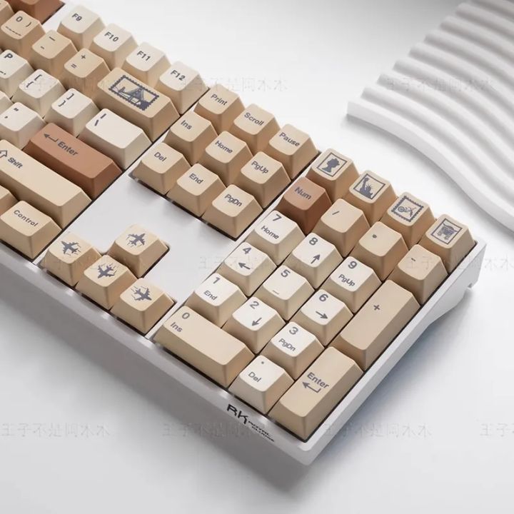 143 Keys Vintage Travel Retro Keycaps PBT Cherry Profile Keycaps with ...