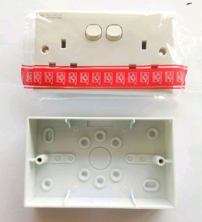 [1 Set] UMS Double PVC Switch Socket 2 Gang 13A With Nut Box | Lazada