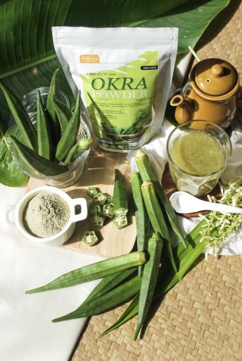 OKRA POWDER กระเจี๊ยบเขียวบดผง 100% ชงดื่มแก้ลำไส้แปรปรวน กรดไหลย้อน ...