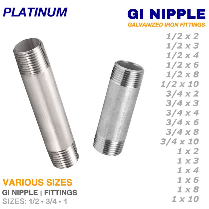 GI Nipple | Galvanized Iron Nipple 1/2 3/4 1” | 2-10 Inches | GI Fittings | Lazada PH