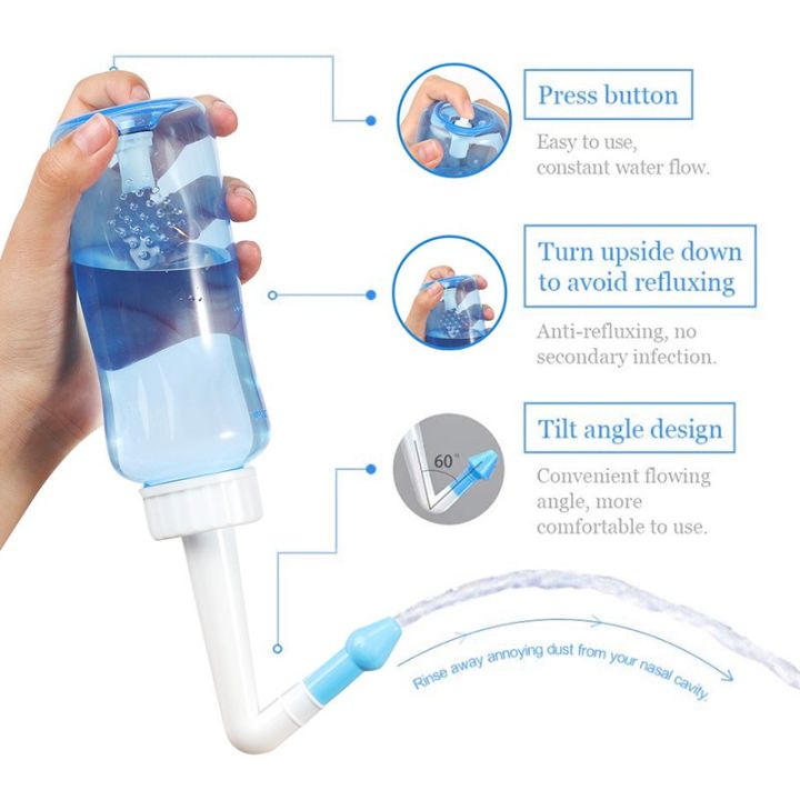 300ML Nose Cleaner Nasal Irrigator Nasal Wash Neti Pot with Salt Avoid ...