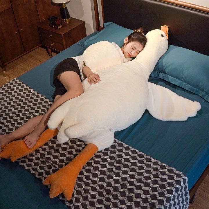 Big White Geese Figurine Doll Sleeping Pillow on Bed Child Comfort Doll ...