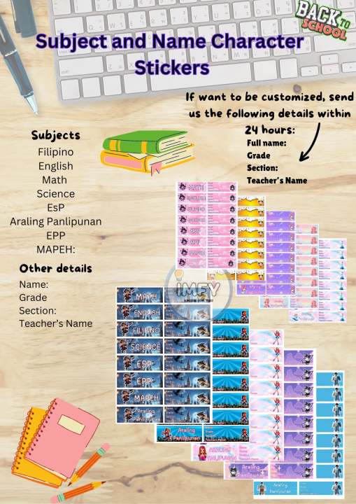 Subject Label and Name Stickers with Characters | Lazada PH