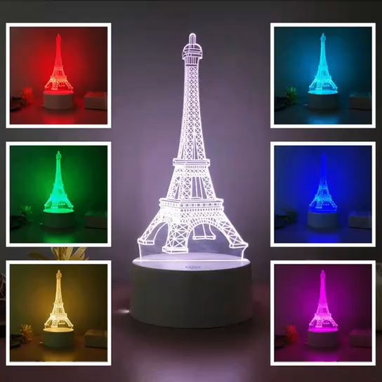 3D Acrylic Night Light LED Lamp Night Light Optical Illusion Light Desk ...
