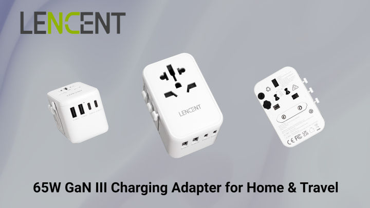 LENCENT GaN III 65W Universal Travel Adapter, International Charger ...