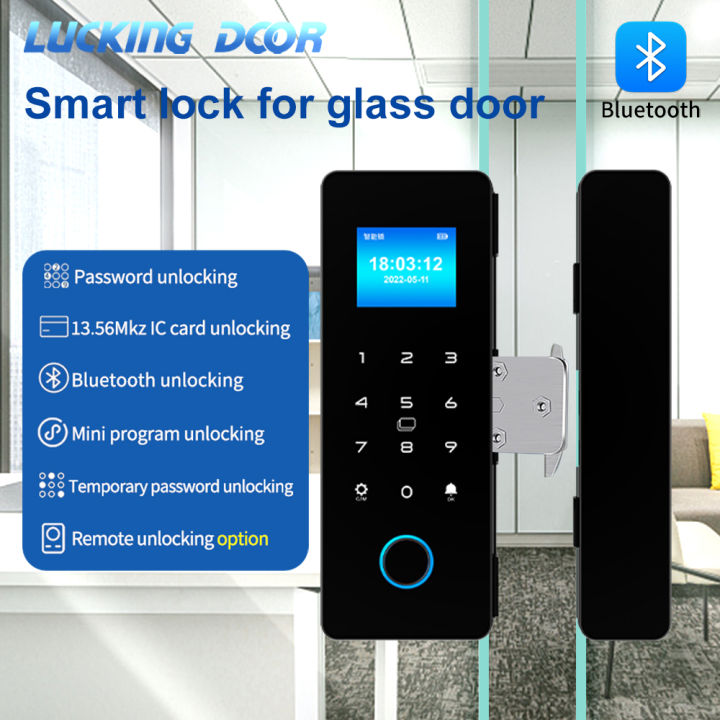 Electronic Digital Lock Fingerprint Glass Door Lock Bluetooth HAHA-Lock ...