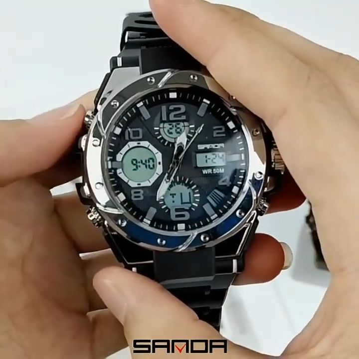 ศูนย์ไทย ส่งไว นาฬิกาข้อมือ Sanda 6008 นาฬิกาข้อมือผู้ชาย Sport Digital & Analog Multiple ...