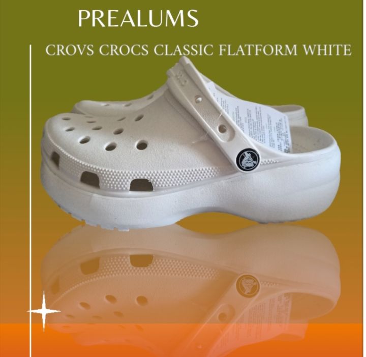 CROCS CLASSIC FLATFORM CLOG WHITE SEMI WEDGE | Lazada PH