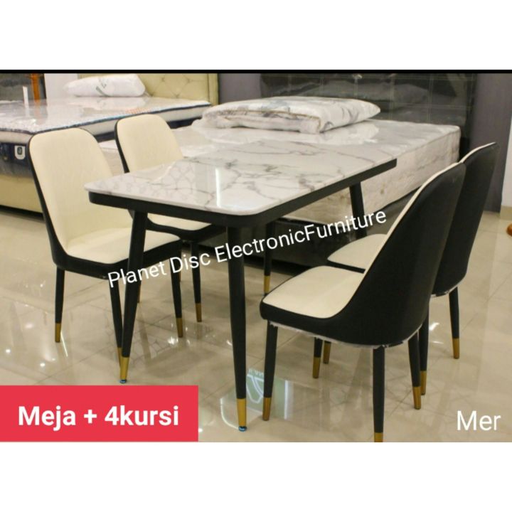 Meja Makan Marmer + 4Kursi Dining Table set 4Kursi Meja Marmer Promo ...