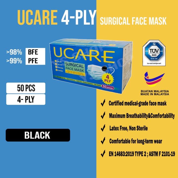 [Ready Stock] UCARE 3PLY or 4PLY Surgical Face Mask 50pcs / PFE99 ...