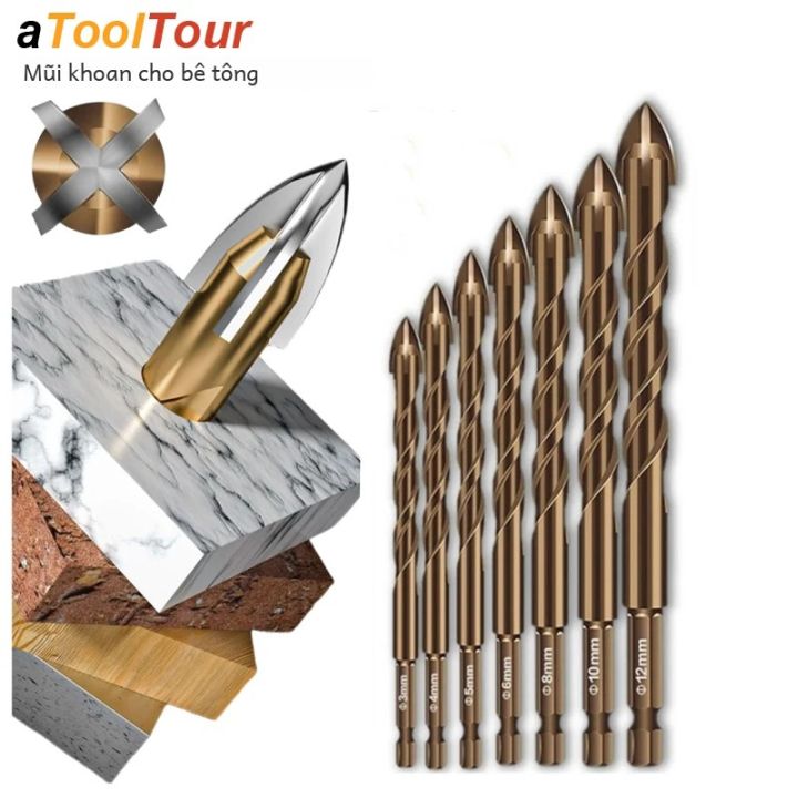Nề Bê Tông Bộ Mũi Khoan 3mm-12mm Chuôi Lục Giác Cho Gạch Gốm Thủy Tinh ...