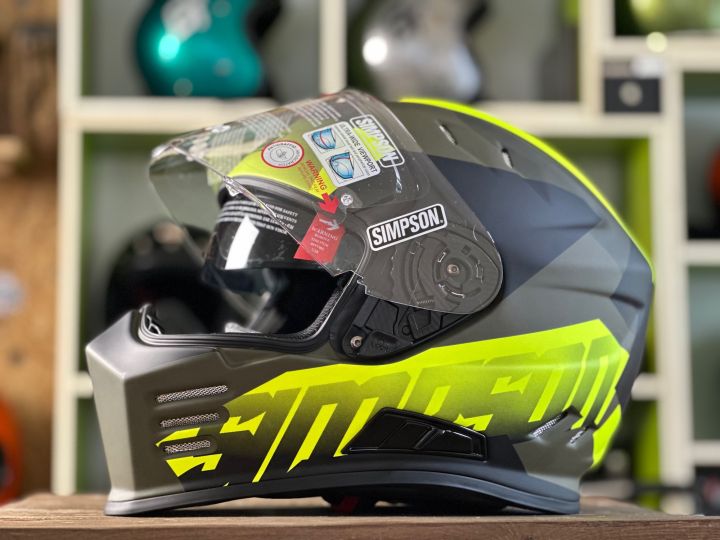 Simpson Venom Bandit Army Matt Black Flu Yellow Helmet | Lazada.co.th