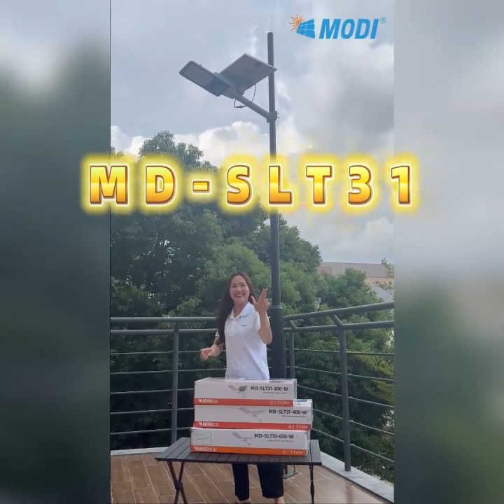 MODI โคมไฟถนนโซล่าเซลล์300W/400W/600W เปิดได้ 3 แสง รีโมทคอนโทรล ระบบ ...