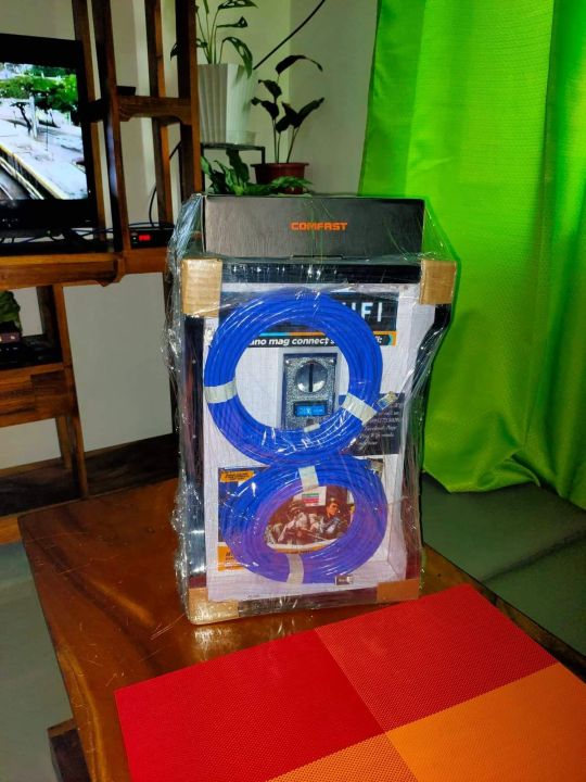 Piso wifi Vendo Machine with outdoor comfast, LAN cables, tarp with ...