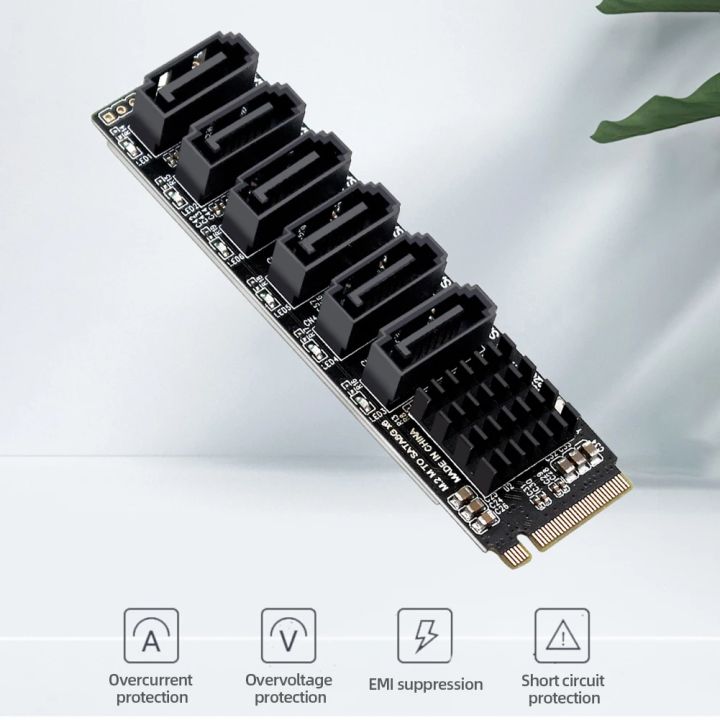 M.2 NVME PCI-E PCIE X4 X8 X16 To 6 Port 3.0 SATA Adapter Card Riser III ...