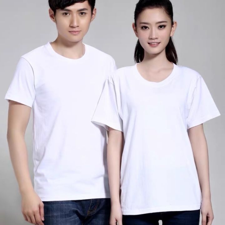 Plain round neck /v-neck white cotton t-shirt unisex with sizes | Lazada PH