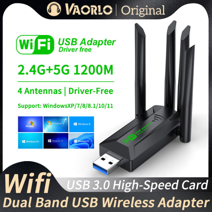 VAORLO New 1300Mbps WiFi USB Adapter Dual Band 2.4G/5Ghz Wi-Fi Dongle USB3.0 High-Speed 802.11AC ...