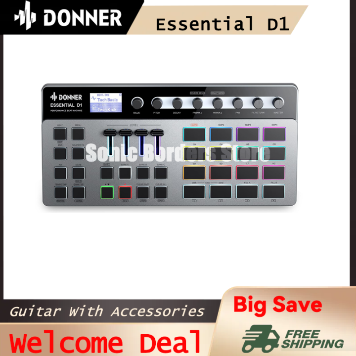 Donner Essential D1 Performance Beat Machine - 16 RGB Pads, Step ...