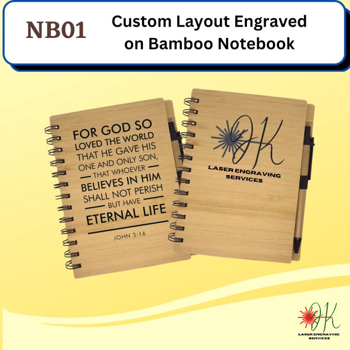 Custom-Designed Laser-engraved Wooden Notebook | Lazada PH