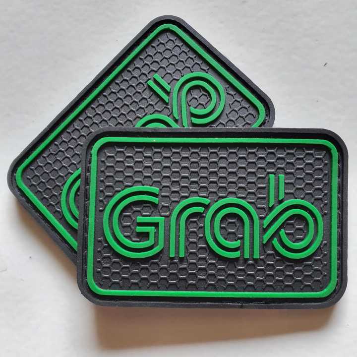 patch rubber logo grab driver dasar hitam - tempelan emblem karet ...