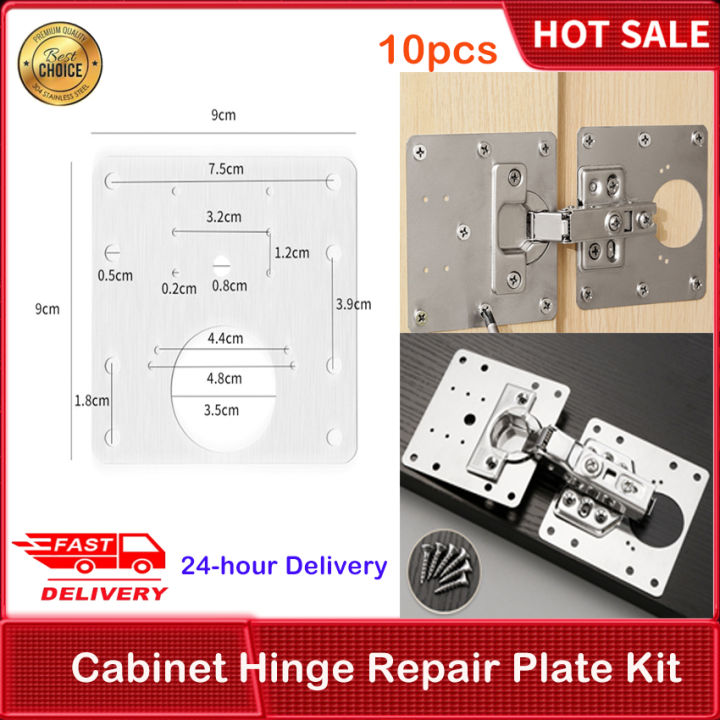 10Pcs Cabinet Hinge Repair Plate Kit Kitchen Cupboard Door Hinge Mounting Plate With Holes Flat ...